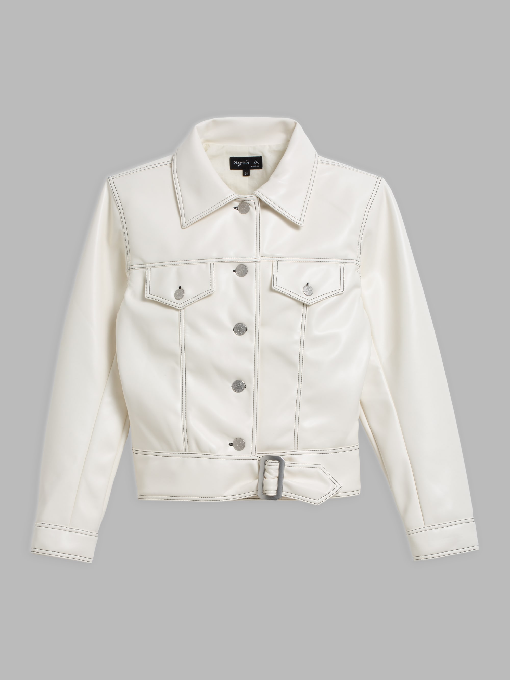 white faux leather jacket | Agnès b.