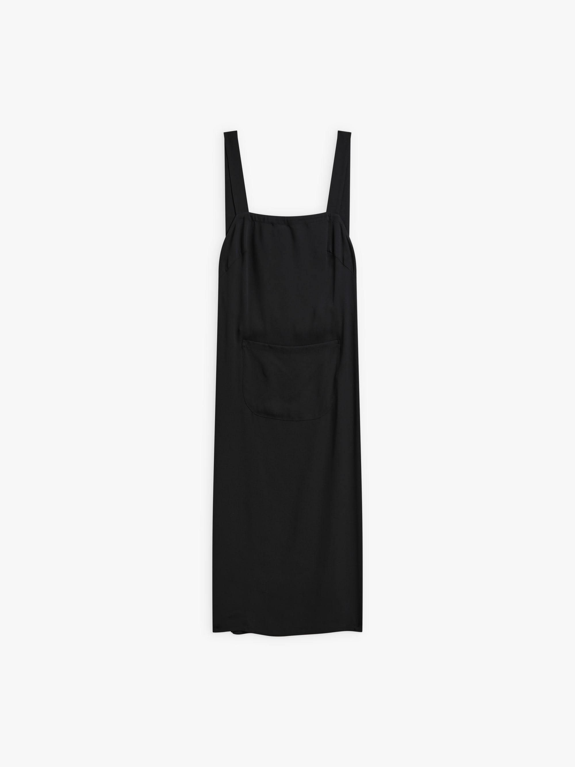 black polyester crêpe Luberon long apron dress