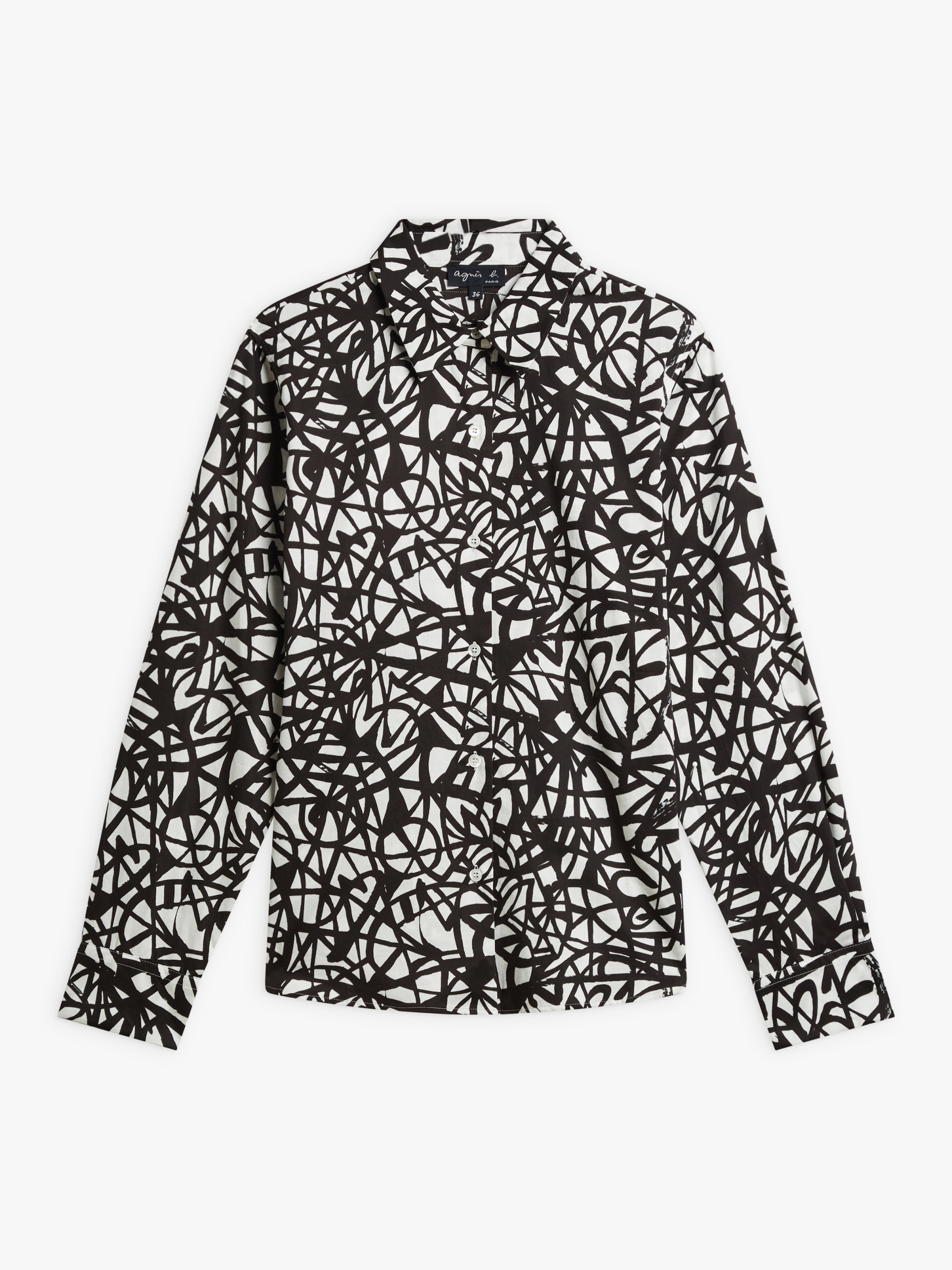 black cotton Jasmine shirt with artist Rafael Gray