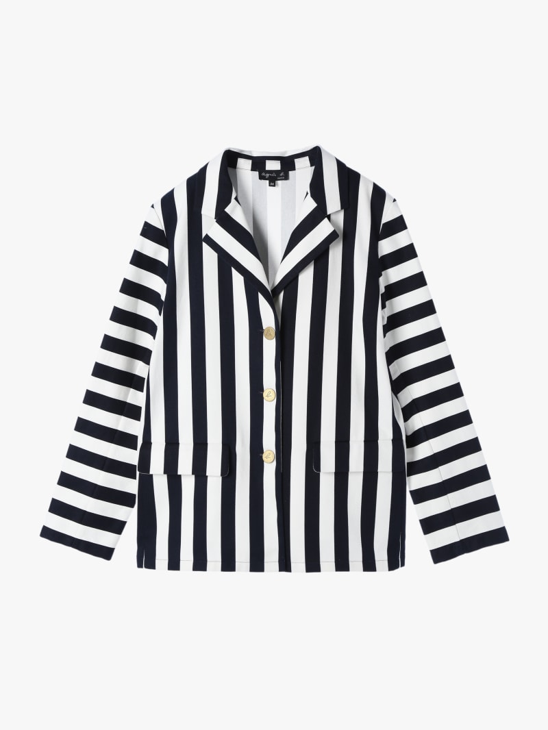 Navy and white striped cotton jacket