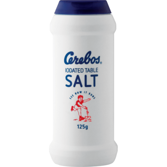 Cerebos Salt Iodated Blue Flask 125g | Agrimark