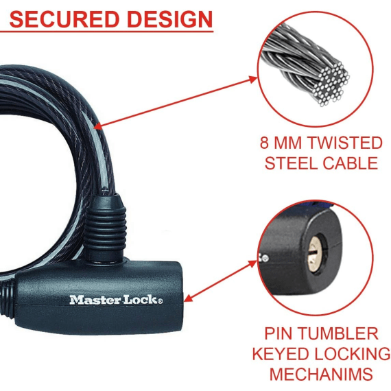 Masterlock 1.8m Cable Bicycle Lock | Agrimark