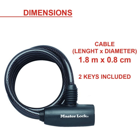 Masterlock 1.8m Cable Bicycle Lock | Agrimark