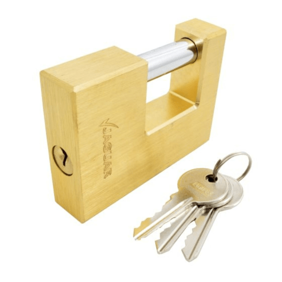 Jaguar Padlock Brass Insurance 90mm | Agrimark