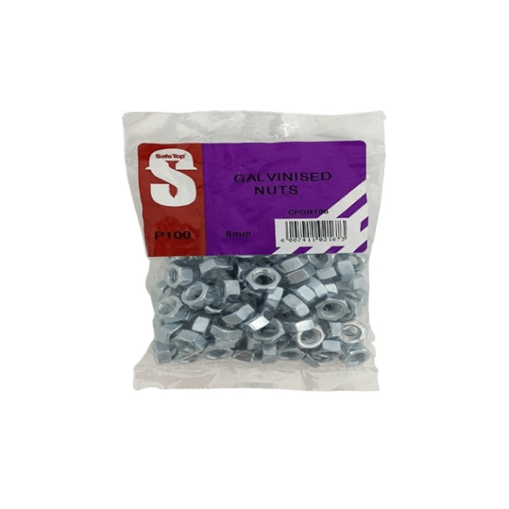 Safetop Galvanised Nuts 100PK | Agrimark