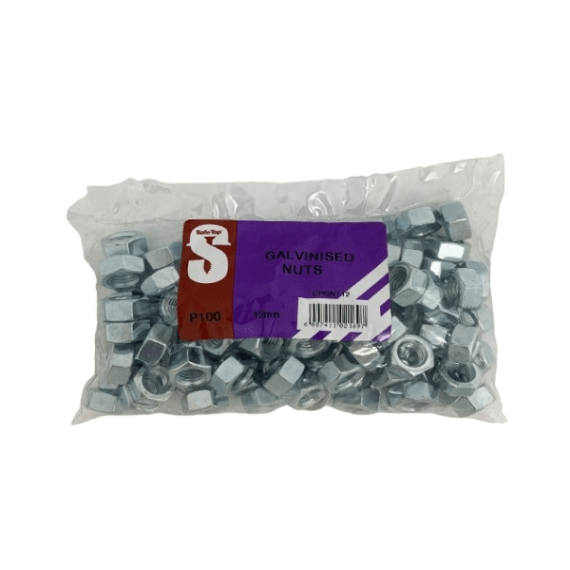 Safetop Galvanised Nuts 100PK | Agrimark