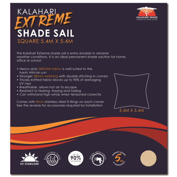 Kalahari Extreme Shade Square 5.4mx5.4m | Agrimark
