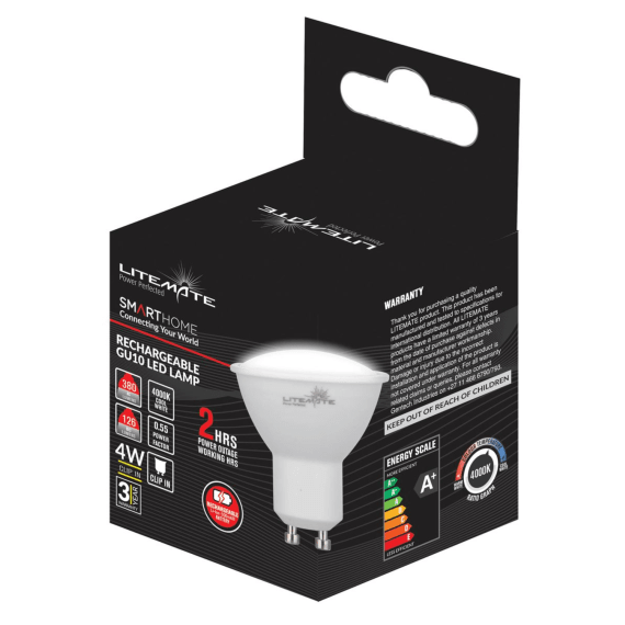 Litemate Rechargeable GU10 Lamp 4W Cool White | Agrimark