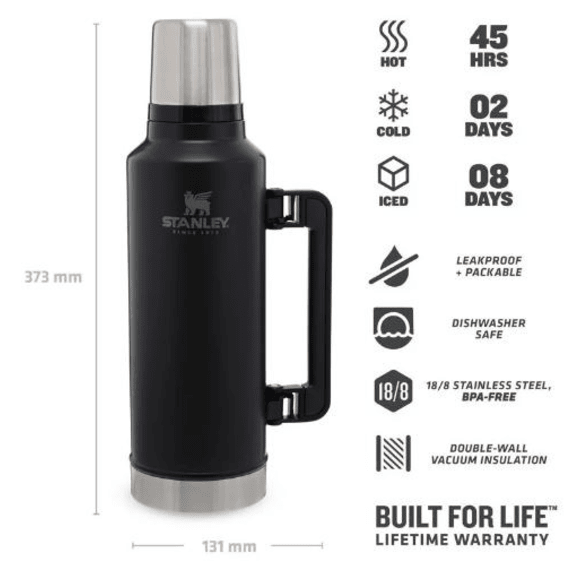 Stanley Classic Flask Black 1.9L | Agrimark