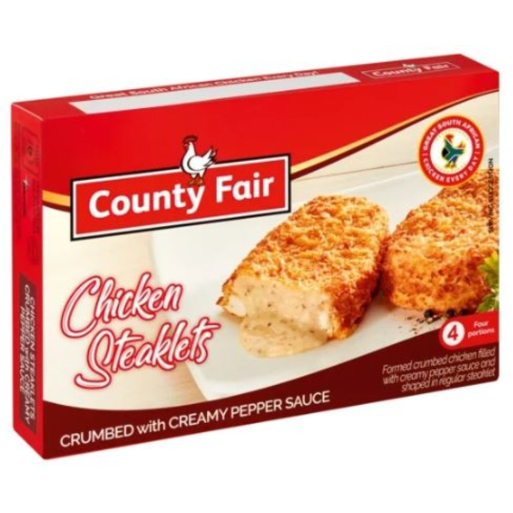 County Fair Chicken Steaklets Creamy Pepper 400g | Agrimark