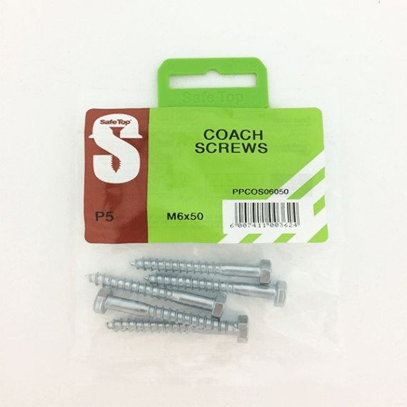 Safetop Coach Screw 5Pk | Agrimark