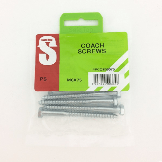 Safetop Coach Screw 5Pk | Agrimark