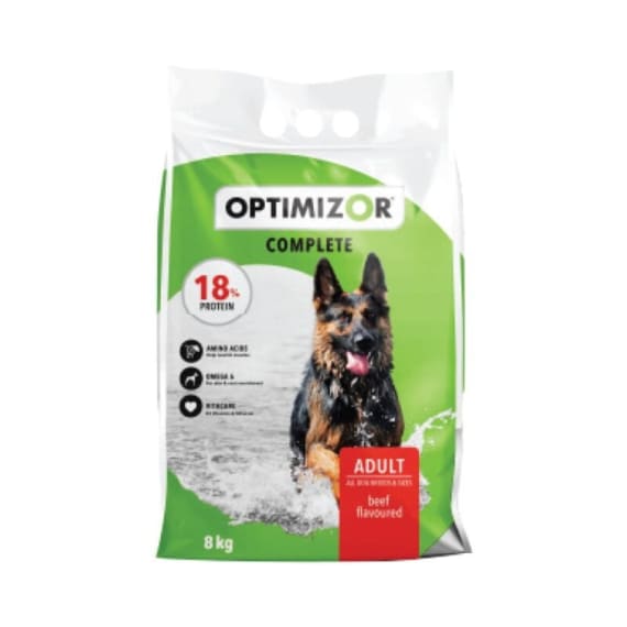 Optimizor Dog Food Complete Adult Beef 8kg | Agrimark
