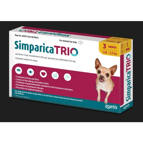 Simparica Trio Gold 1.2-2.5kg 3 Tab | Agrimark