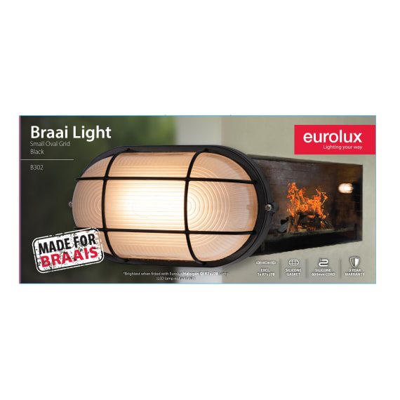 Eurolux Braai Light Grid Bhead Blk Sml | Agrimark