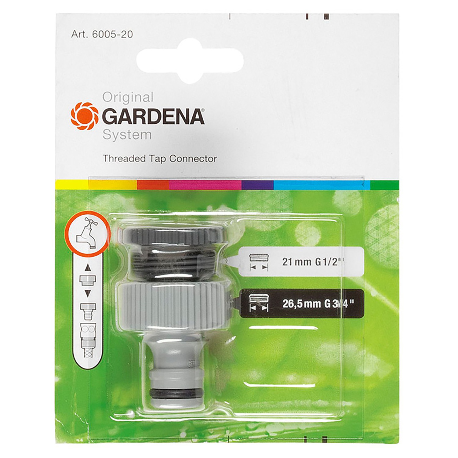 Gardena Tap Connector 26.5mm (3/4 In)/21mm(1/2 In) | Agrimark