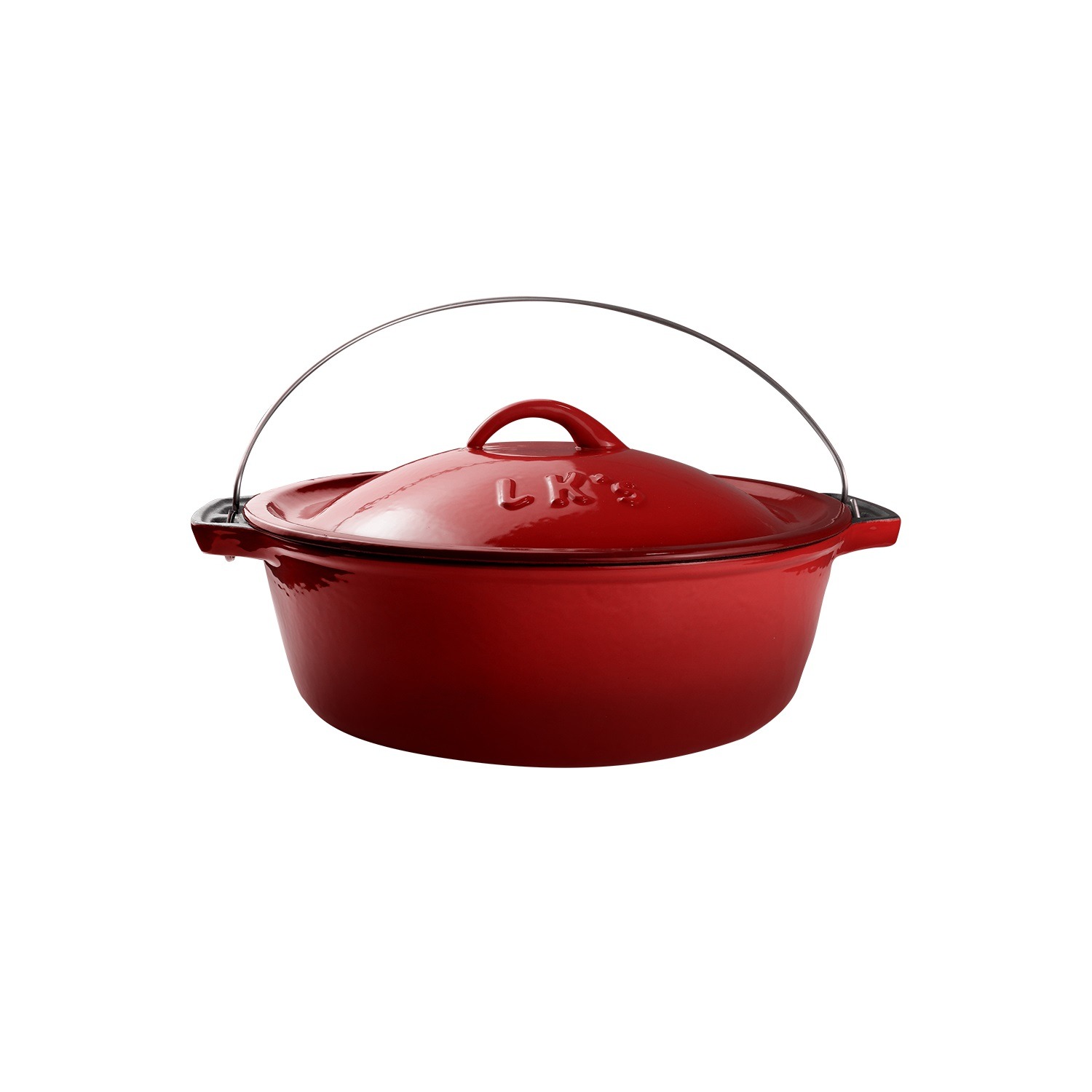LK's No 12 Enamel Cast Iron Flat Pot Red | Agrimark