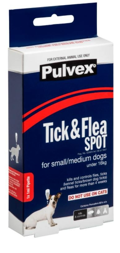 Pulvex Tick & Flea Spot Sml/med 1mm | Agrimark