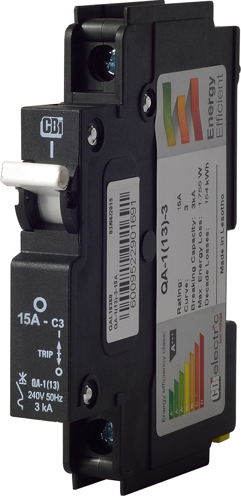 Cbi Circuit Breaker 15a 3ka Blk 13mm | Agrimark