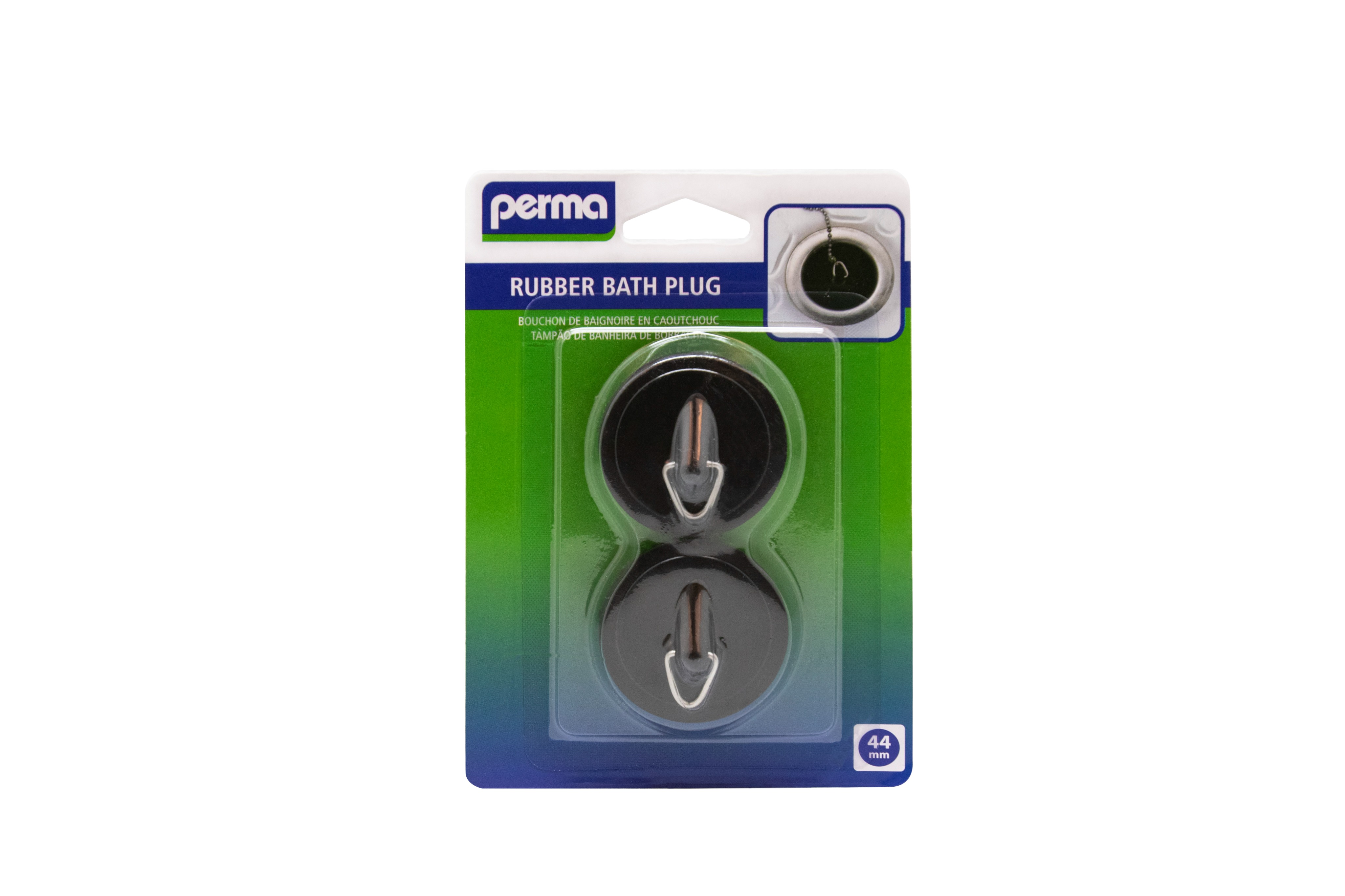 Perma Bath Plug & Chain Black 44mm | Agrimark