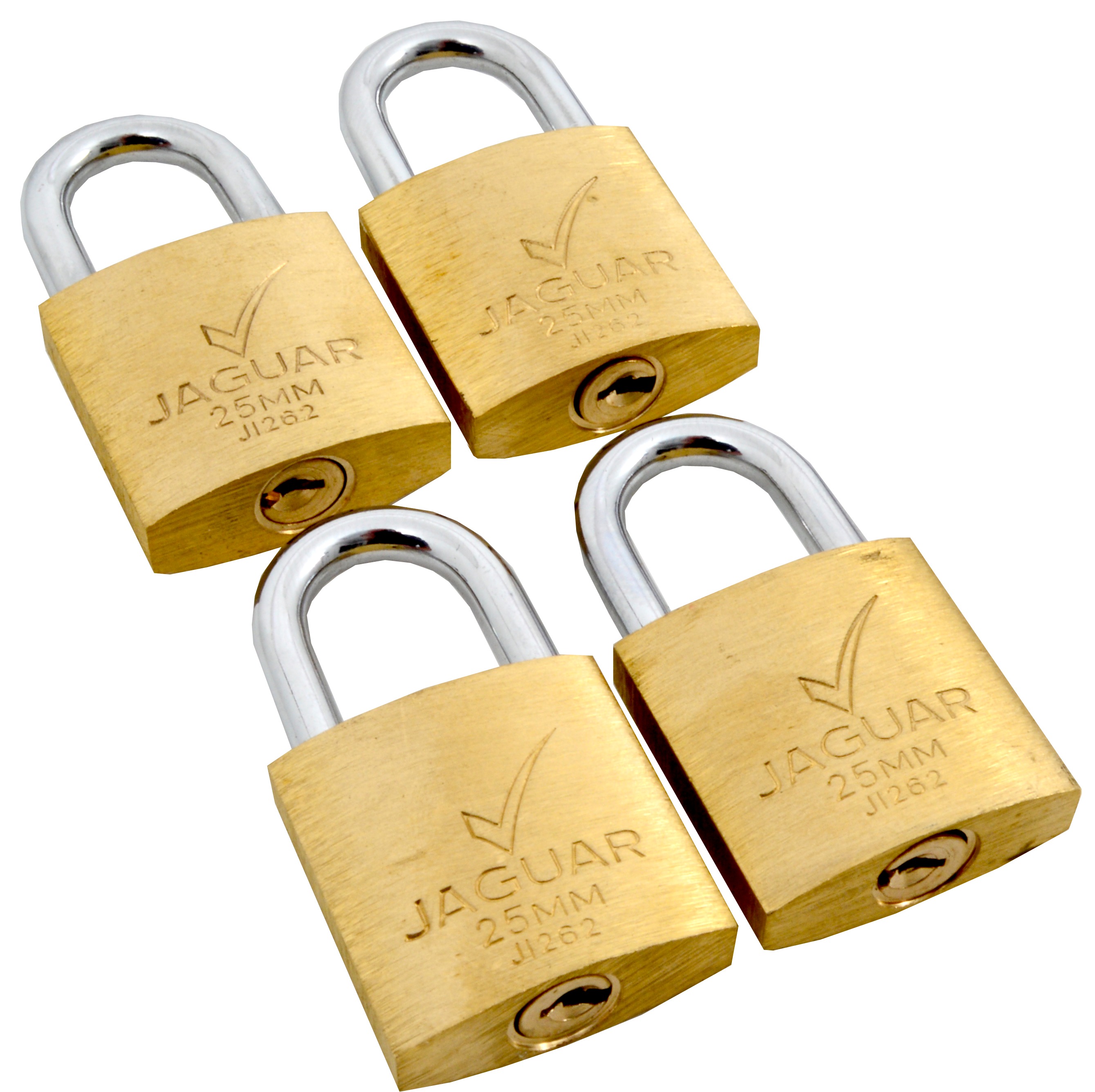 Jaguar Padlock Brass 4Pack KA Clam | Agrimark