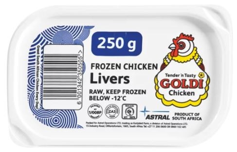 Goldi Chicken Liver Tubs Frozen 250g | Agrimark