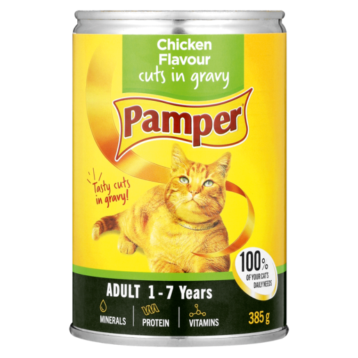 Pamper Cat Food Cuts Gravy/Chicken 385g | Agrimark