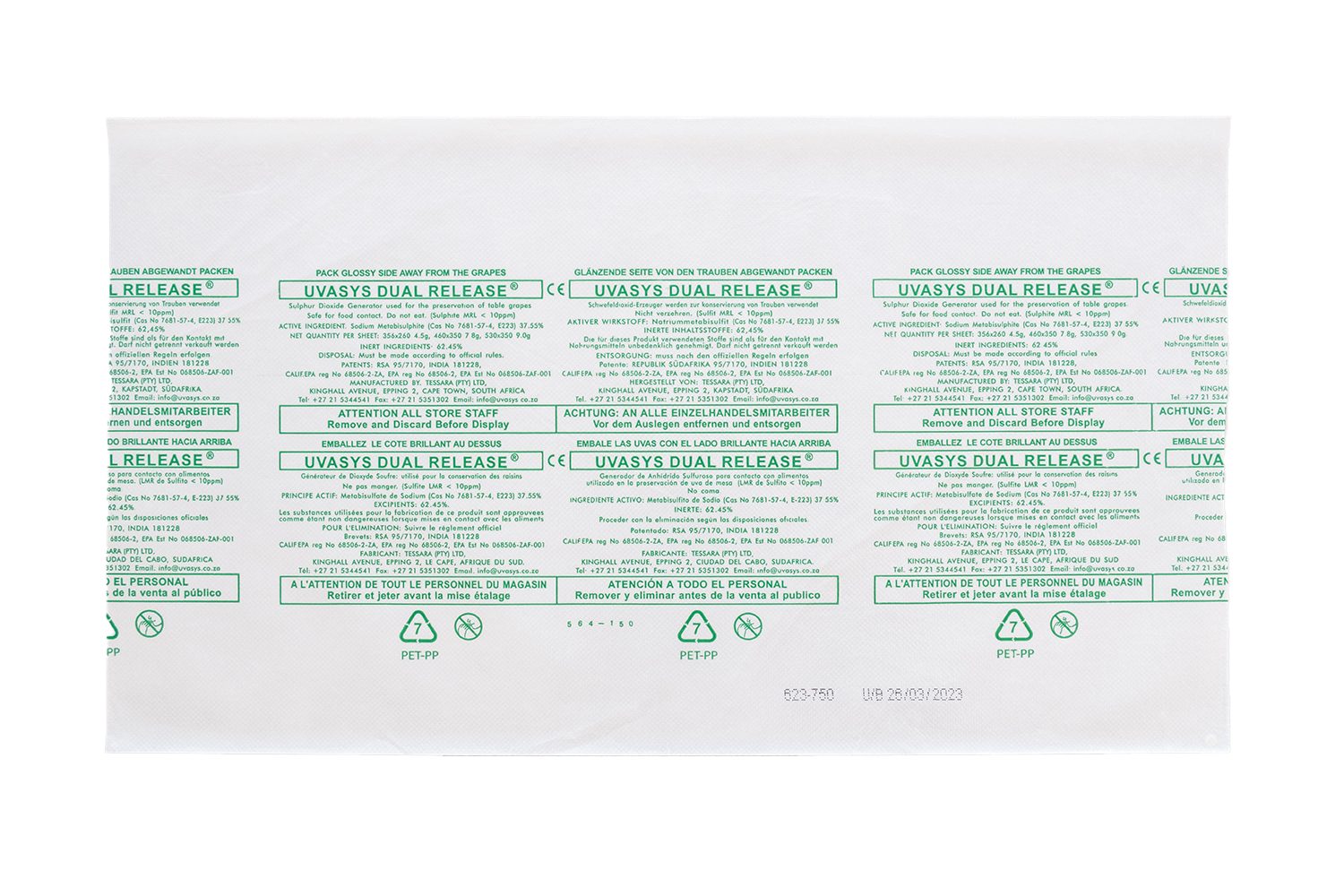 Uvasys SO2 Sheet Green 8.2kg 460x350 - 500 | Agrimark