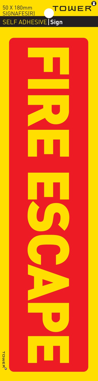Tower Warning Fire Escape Sign 50x195mm | Agrimark