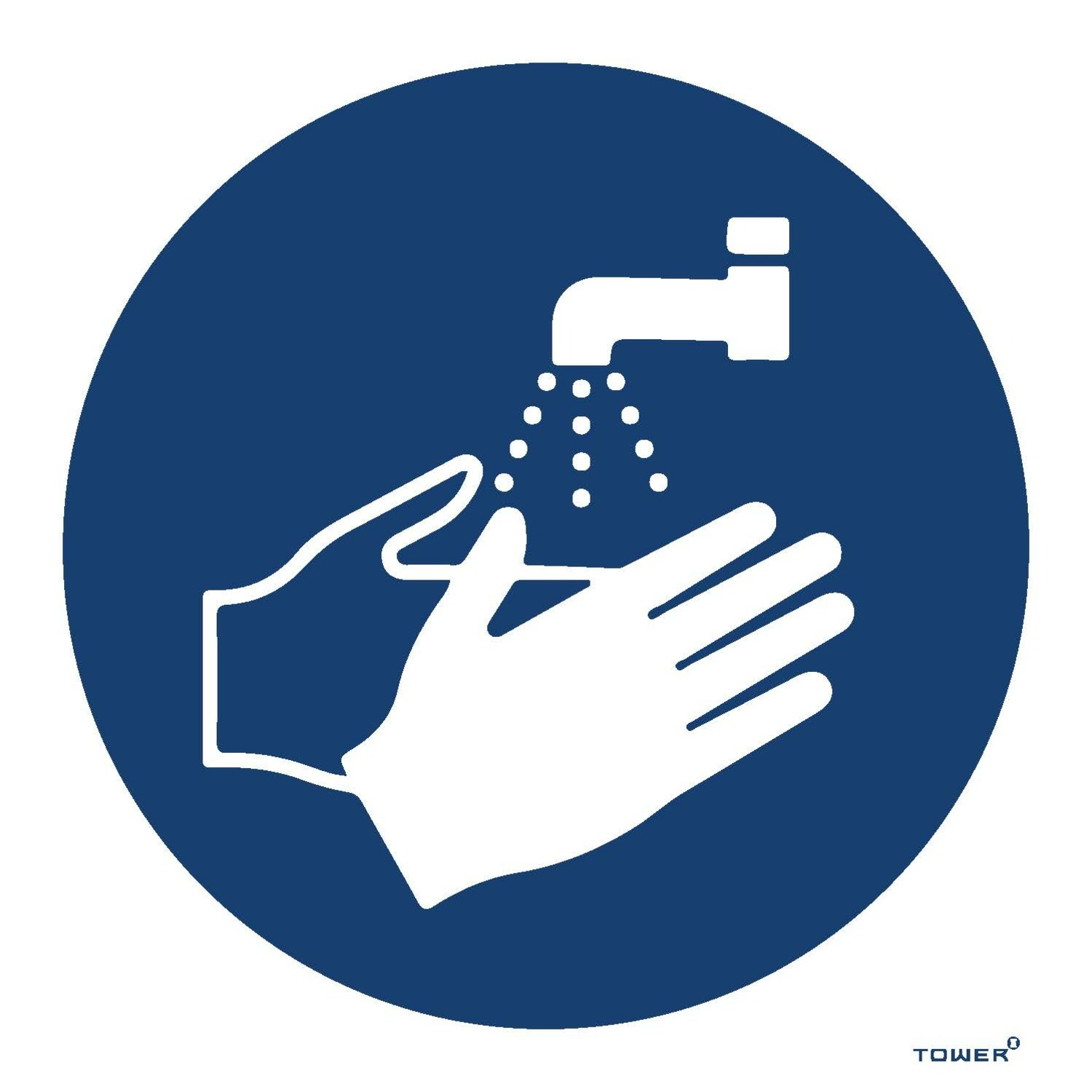 Tower ABS Tap Wash Hands Sign 190x190mm | Agrimark