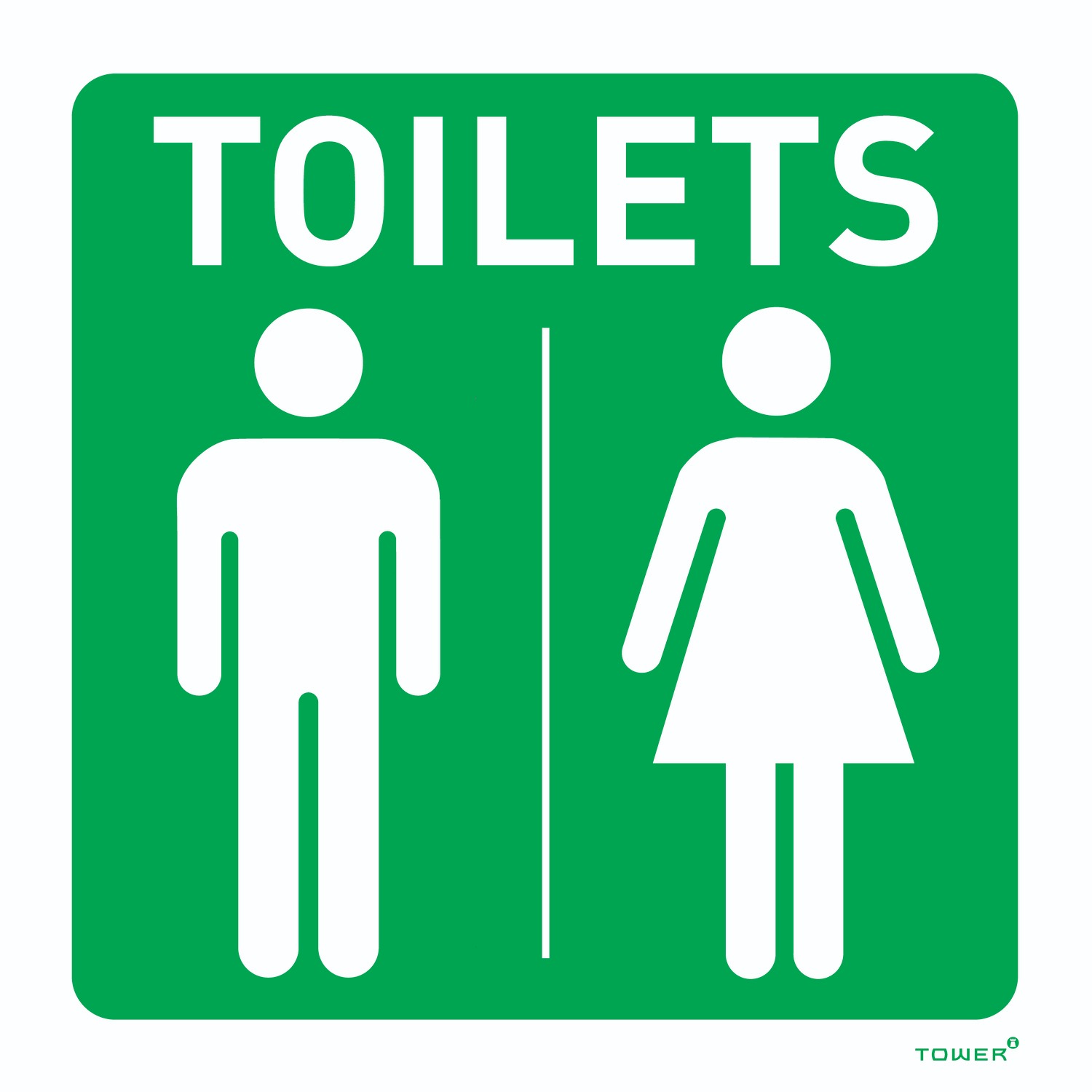 Tower ABS Unisex Toilet Sign 190x190mm | Agrimark