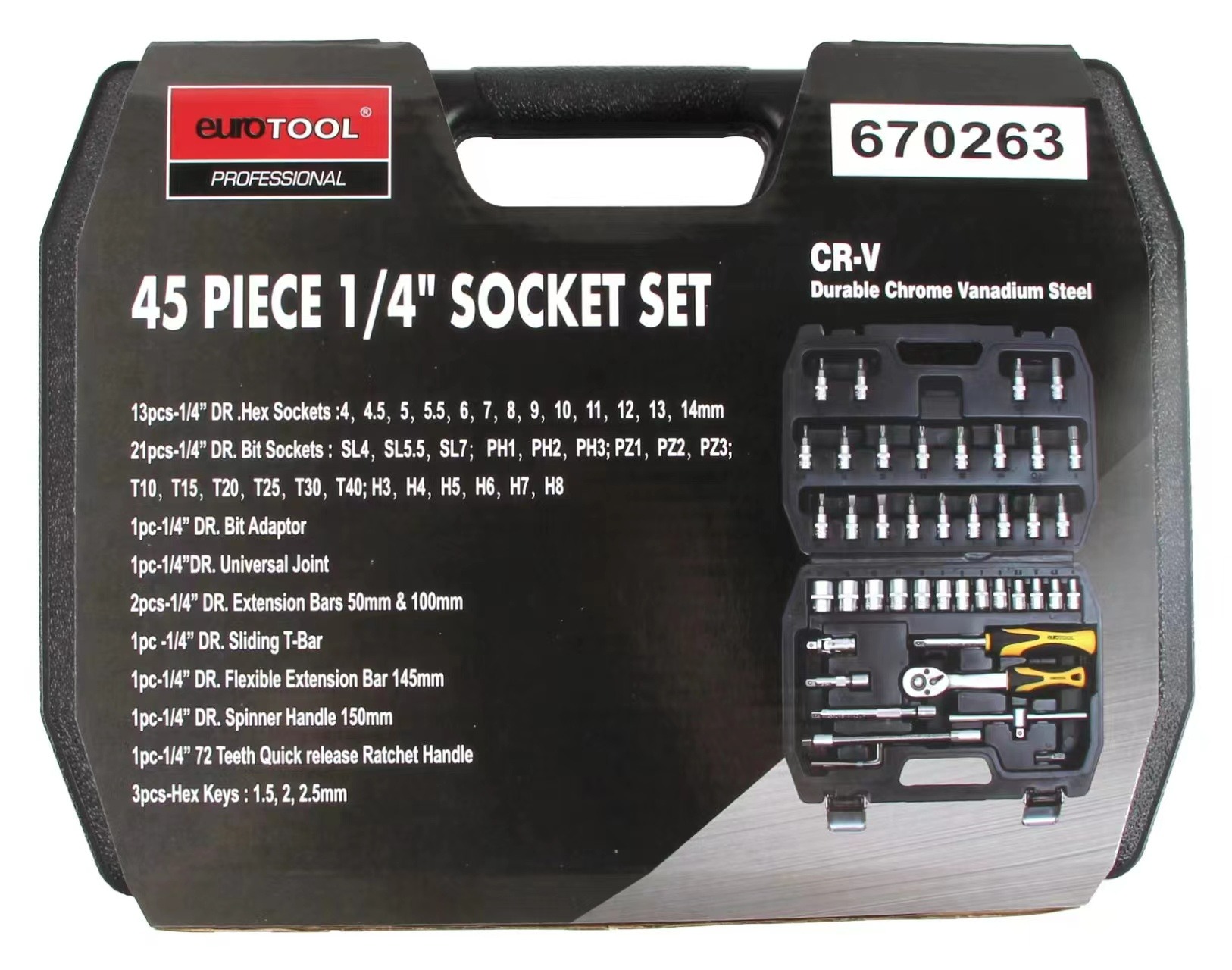 Eurotool Skt Set 1/4 Dr Chrome 45pc | Agrimark