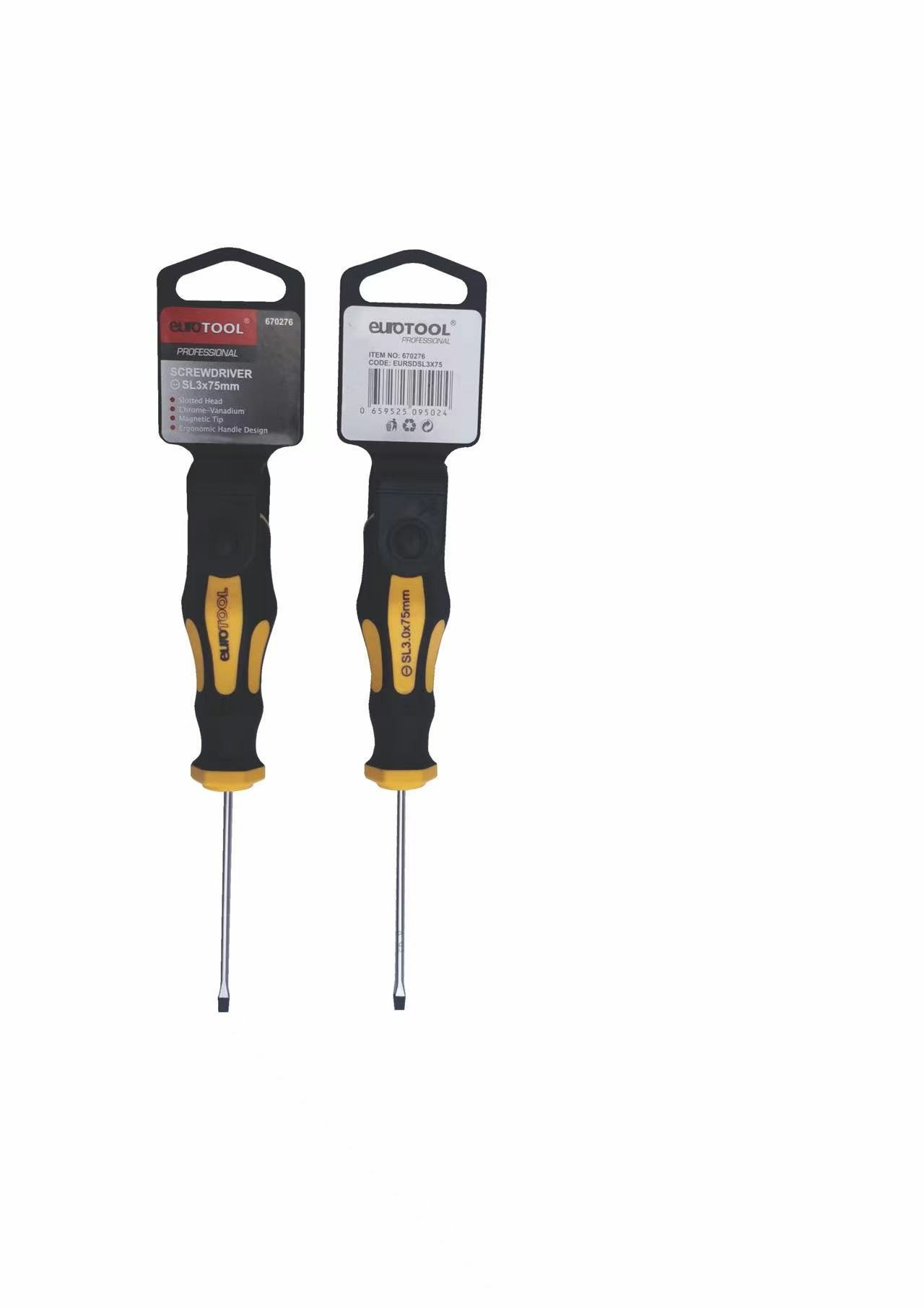 Eurotool Screwdriver SL3x75yellow 1pc | Agrimark