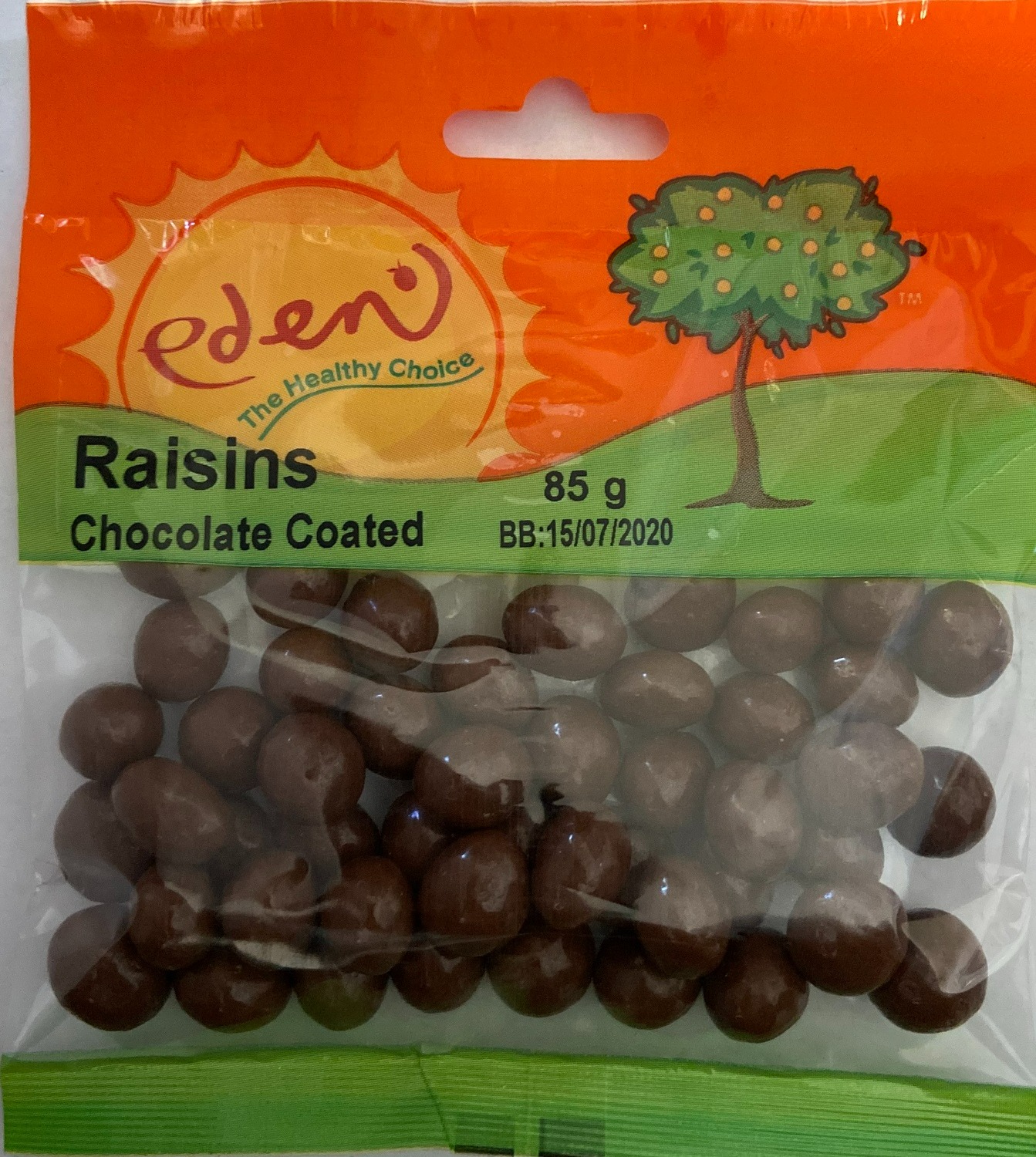 Eden Raisin Chocolate Coated 85g | Agrimark