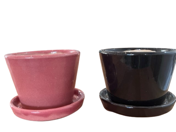 Pot Port Round Glazed 12cm Pot + Tray | Agrimark