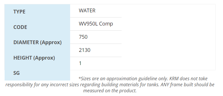 Krm Tank Water 950l Vertical | Agrimark