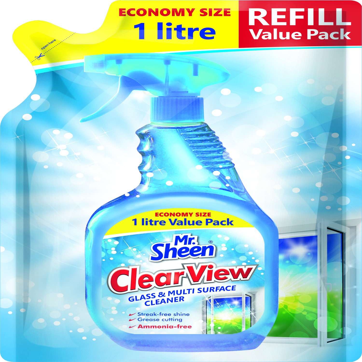 Mr Sheen Glass Clean Clear View Refl 1L | Agrimark
