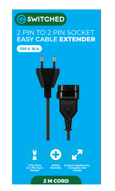 Switched Cable Ext 2pineuro 2p Euro 2m | Agrimark