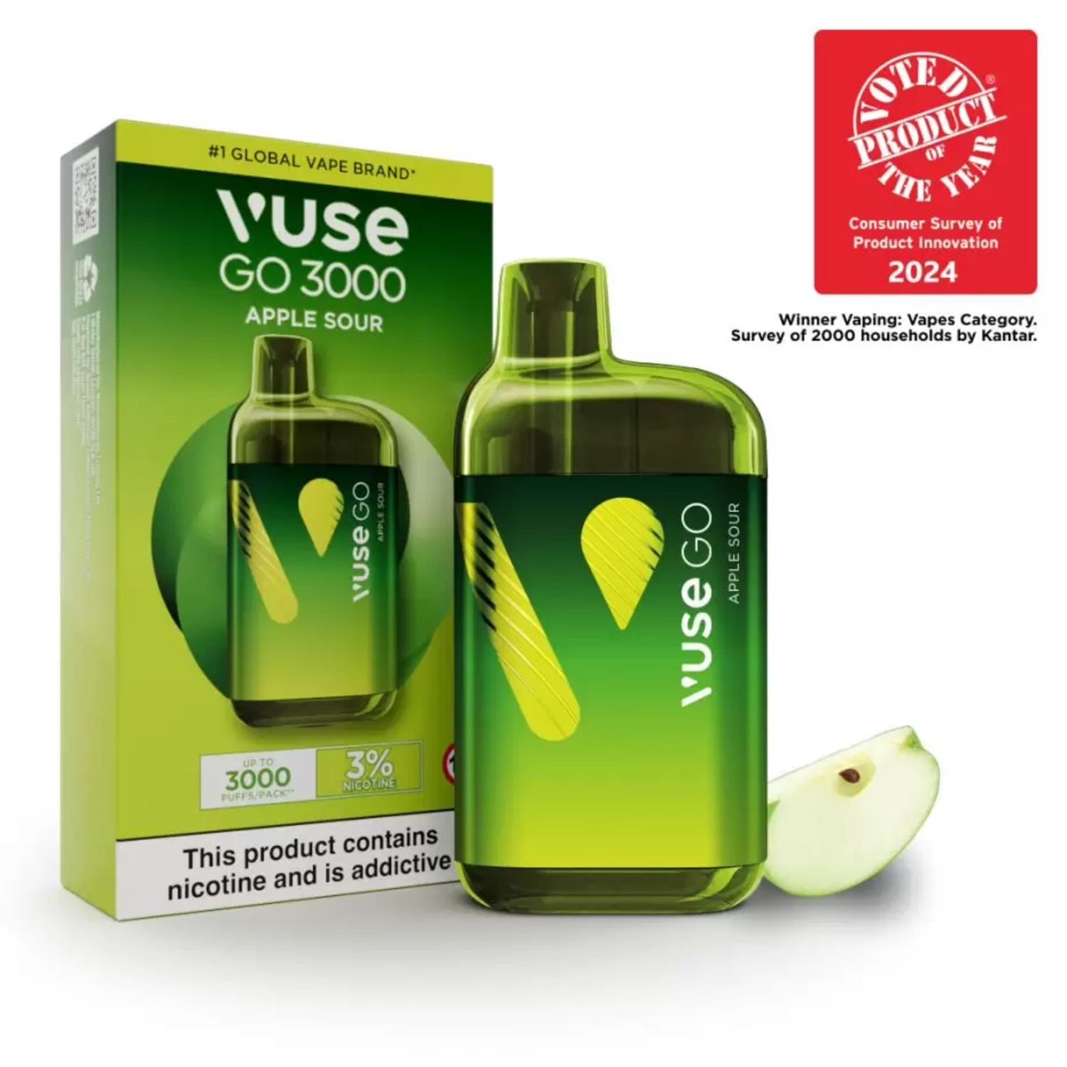 Vuse Go 3000 Disposable Vape Apple Sour 3% | Agrimark