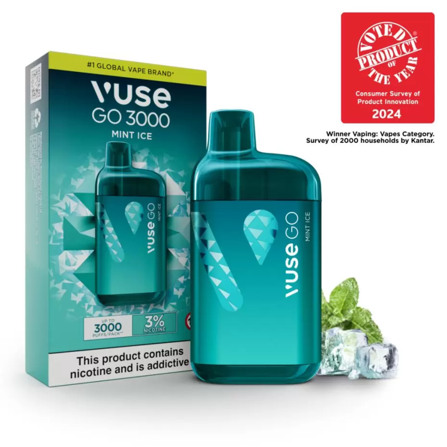 Vuse Go 3000 Disposable Vape Mint Ice 3% | Agrimark