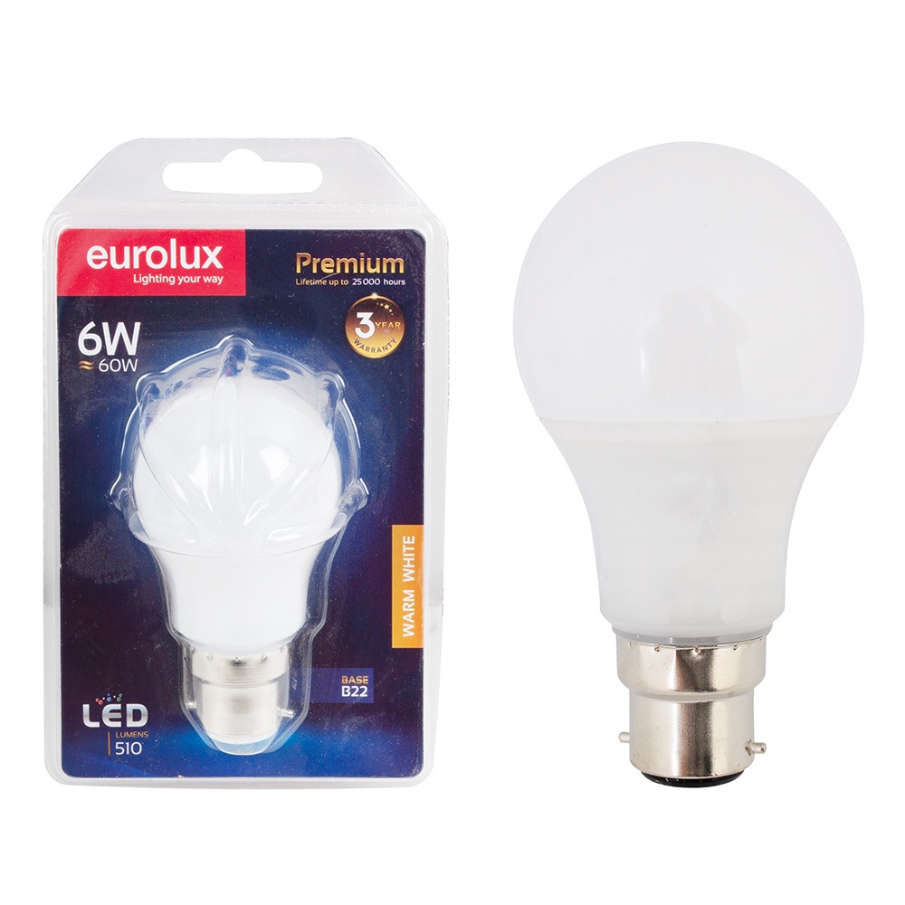 Eurolux Lamp Led 6w BC WW | Agrimark