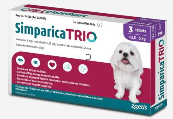 Simparica Trio Purple 2.6-5kg 3 Tab | Agrimark