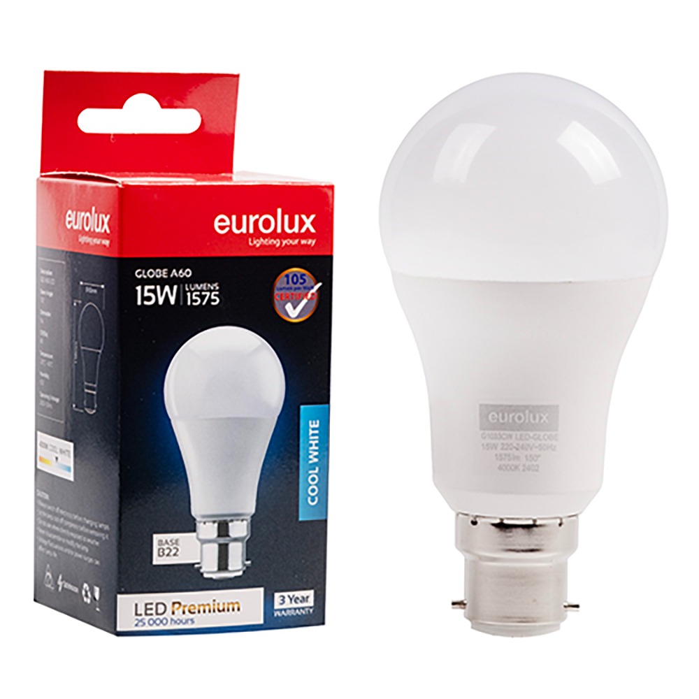 Eurolux Led Golfball Opal 15w B22 CW | Agrimark