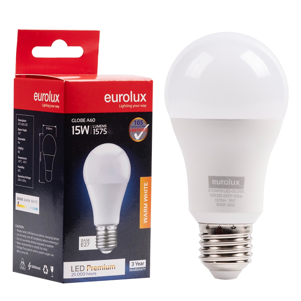Eurolux Led Golfball Opal 15w E27 WW | Agrimark