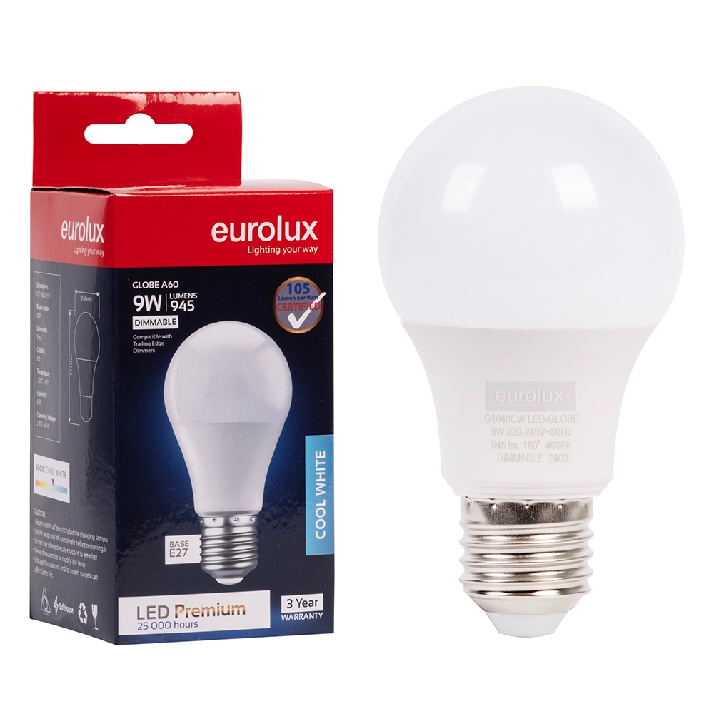 Eurolux Led Golfball Opal 9w E27 CW | Agrimark
