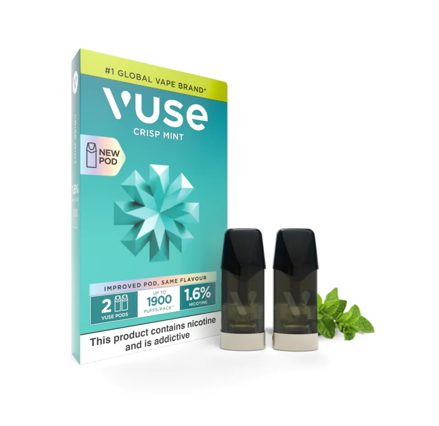 Vuse E-pod 2pack Crisp Mint 1.6% x 5 | Agrimark