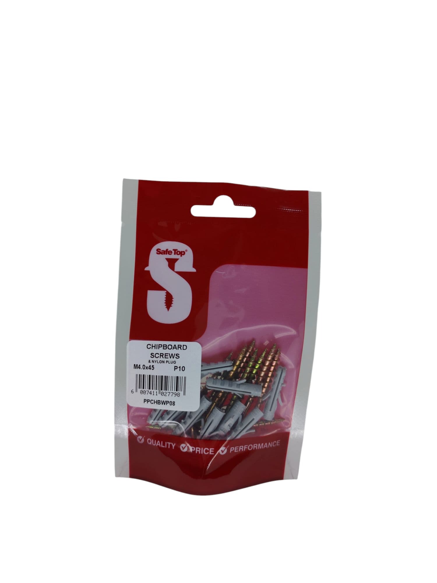 Safetop Chipboard Screws & Plug M4.0x45 P10 | Agrimark