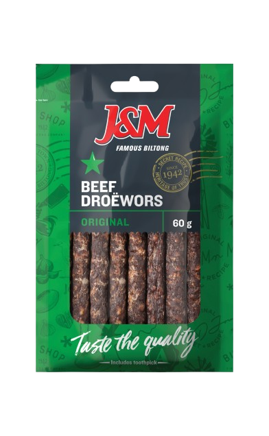 J&M Beef Droewors Original 60g | Agrimark