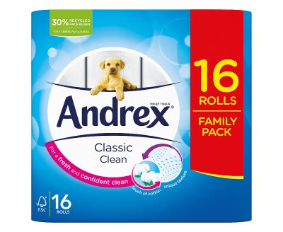 Andrex Classic Clean Toilet Tissue 16 Rolls - Ahnik