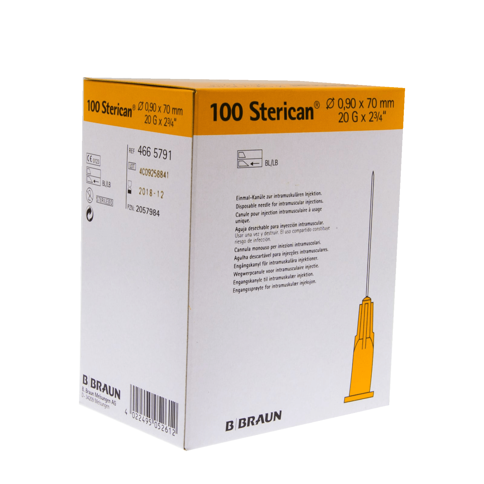 KANYLE STERICAN 0,9x70 mm 20G